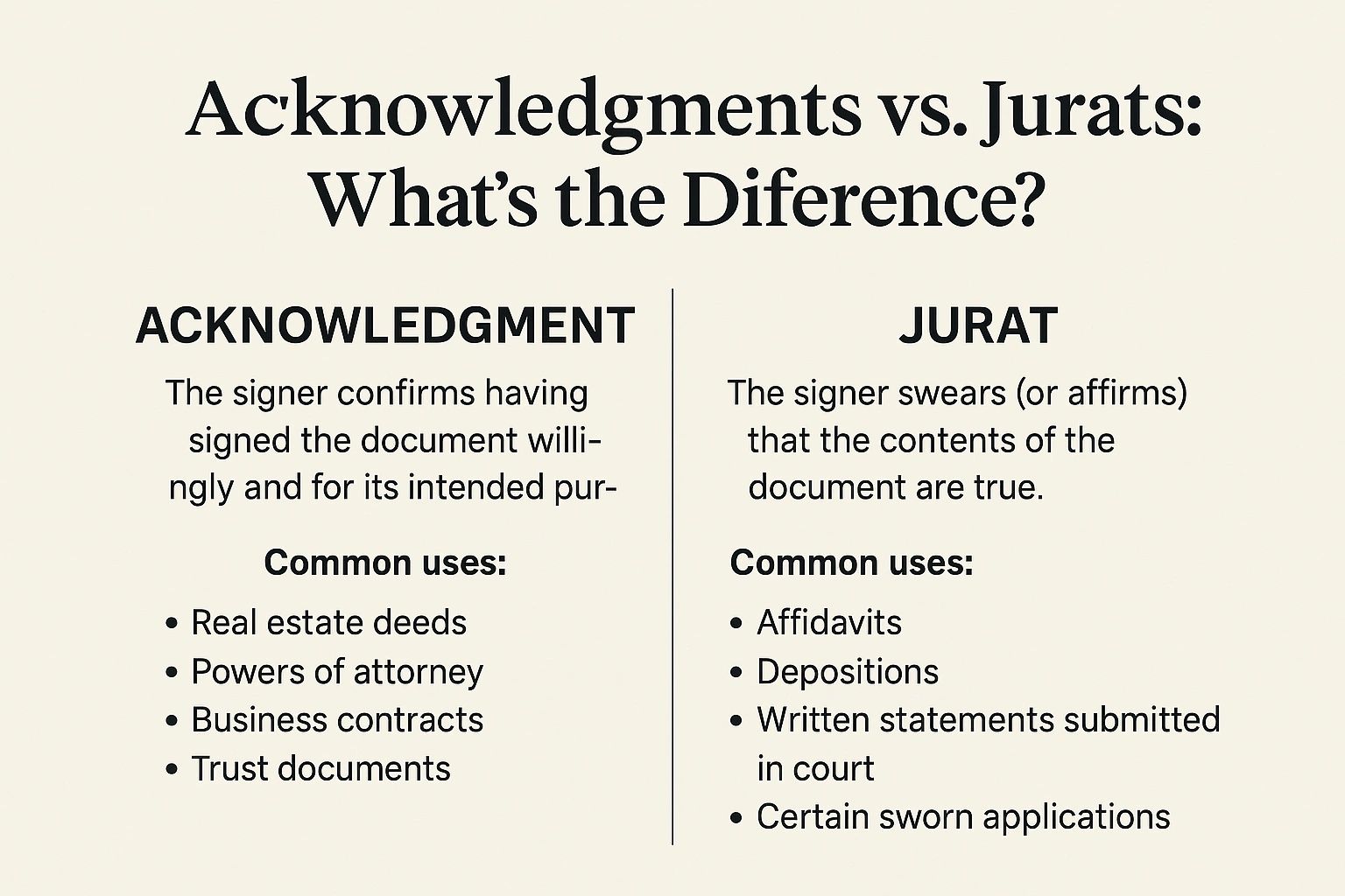 Acknowledgements vs. Jurats: What's the Difference?